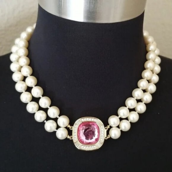 Swarovski | Jewelry | Vintage Sal Swarovski Crystal Gold Double Strand ...